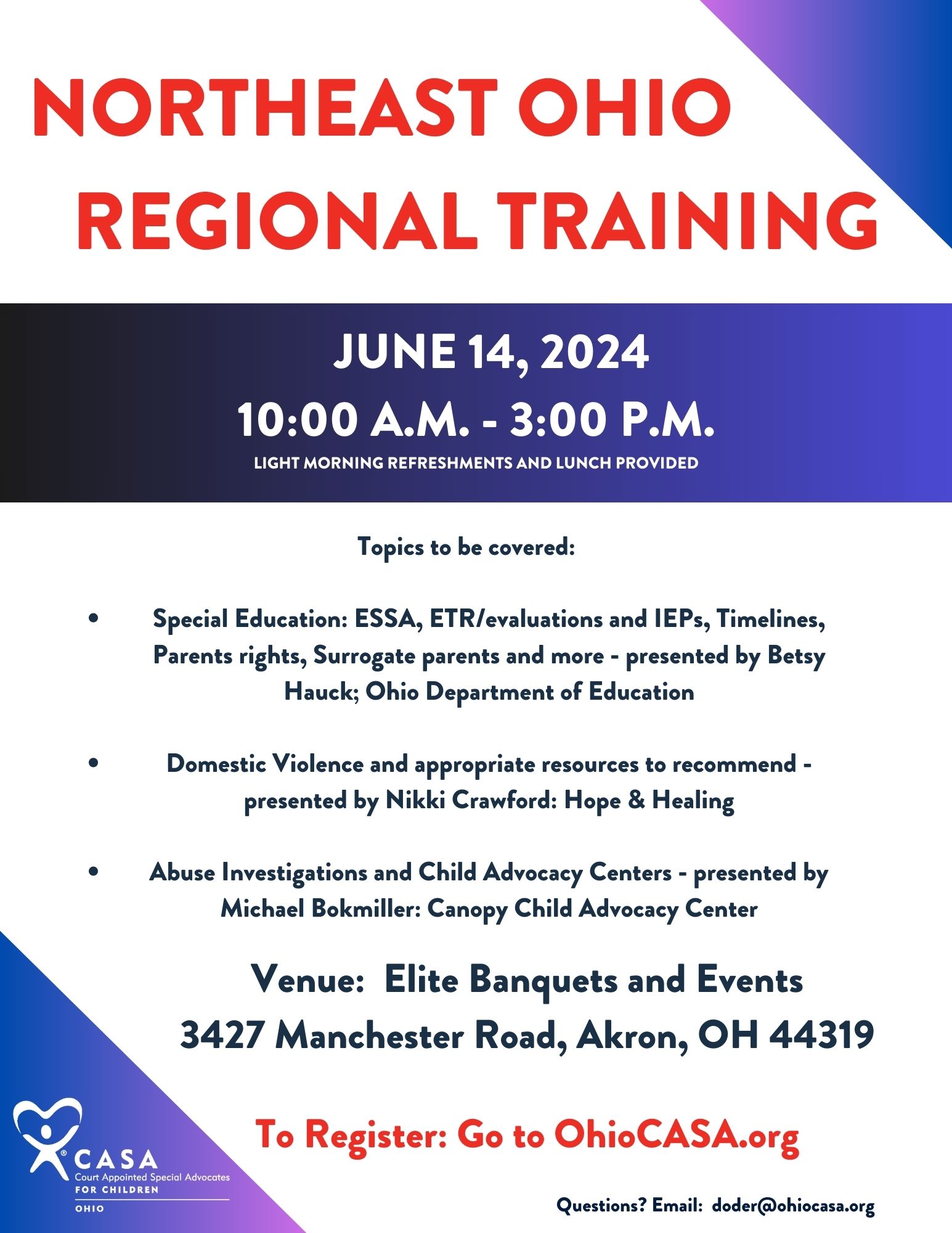 Northeast Ohio Training for CASA volunteers, GALs, advocates - Ohio CASA